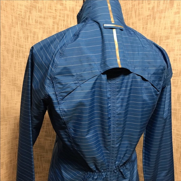 Athleta | Jackets & Coats | Athleta Blue Striped Jacket Reflective ...